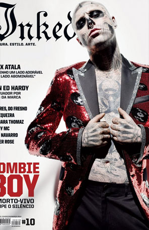Rick Genest, o Zombie Boy, posa para revista de tatuagens - Estrelando