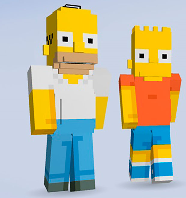 Os Simpsons ganha homenagem em Minecraft para videogame - Estrelando